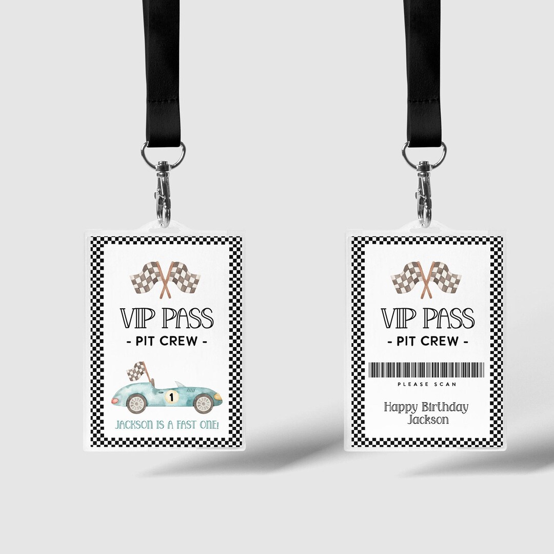 Race Car VIP Passes Pit Crew FAST ONE Birthday Party Race Car Decor 1st ...