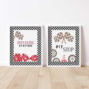 Race Car Birthday Party Sign Pit Stop Sign Race Car Favor Sign Monster ...
