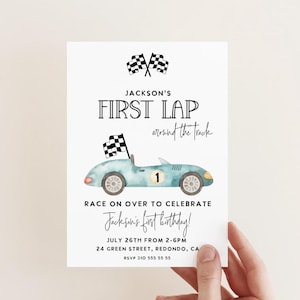 First Lap Race Car Birthday Coloring Page: Personalized Activity Mat ...