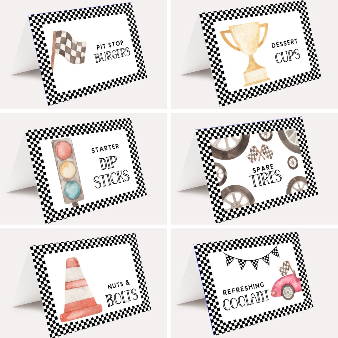 Race Car Birthday Food Tent Labels: Pit Stop Party (printable) - Etsy