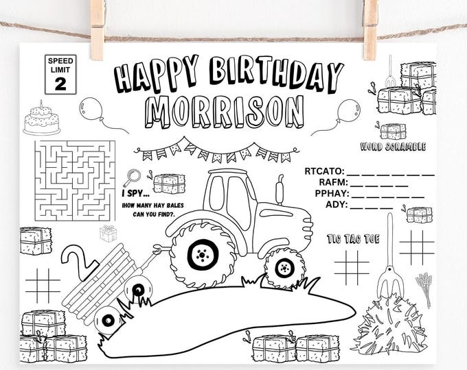 Tractor Crayons Party Bag Filler | With Coloring Page | Kids Gift ...