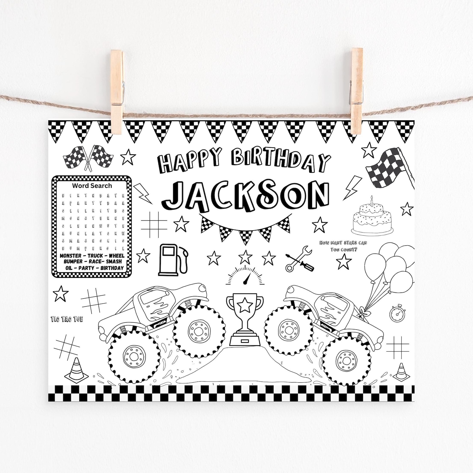 Monster Truck Milestone Board: Editable Birthday Party Decor (digital ...