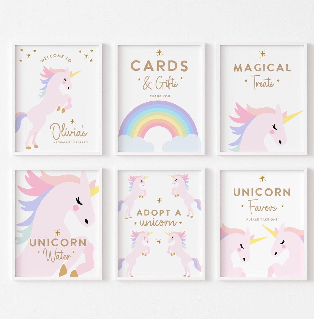 Editable Unicorn Birthday Party Signs Bundle (digital Download) - Etsy
