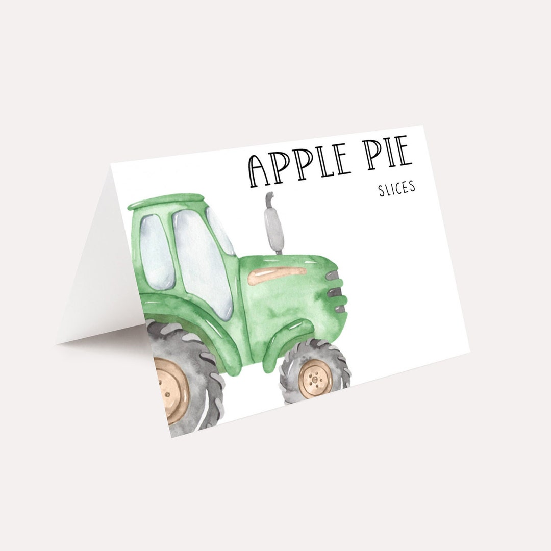 Green Tractor Food Tent Labels, Party Food Tent, Tractor Food Labels ...