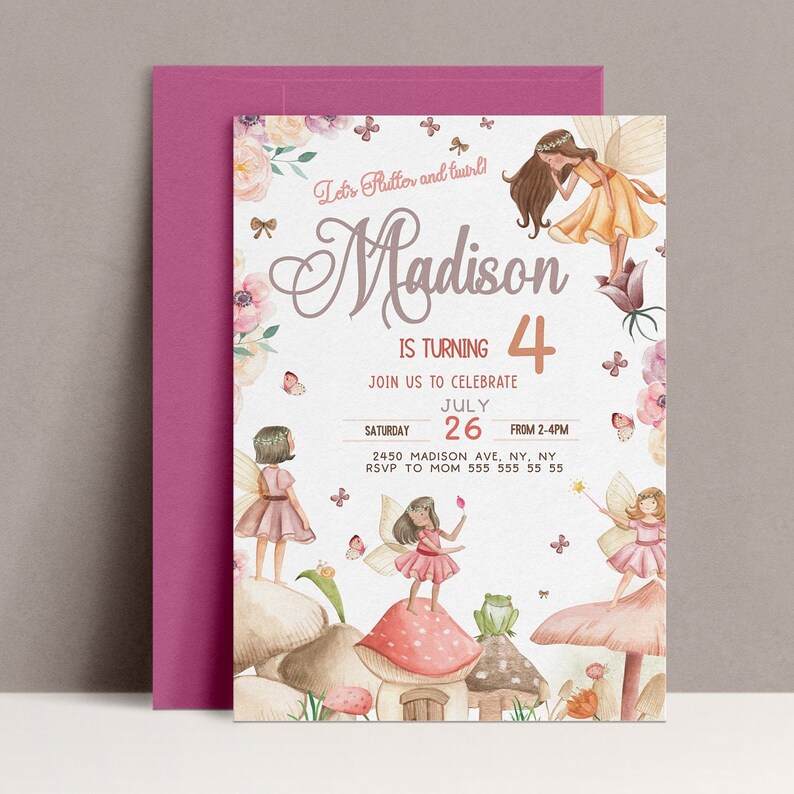 Editable Fairy Birthday Banner Princess Party Enchanted - Etsy