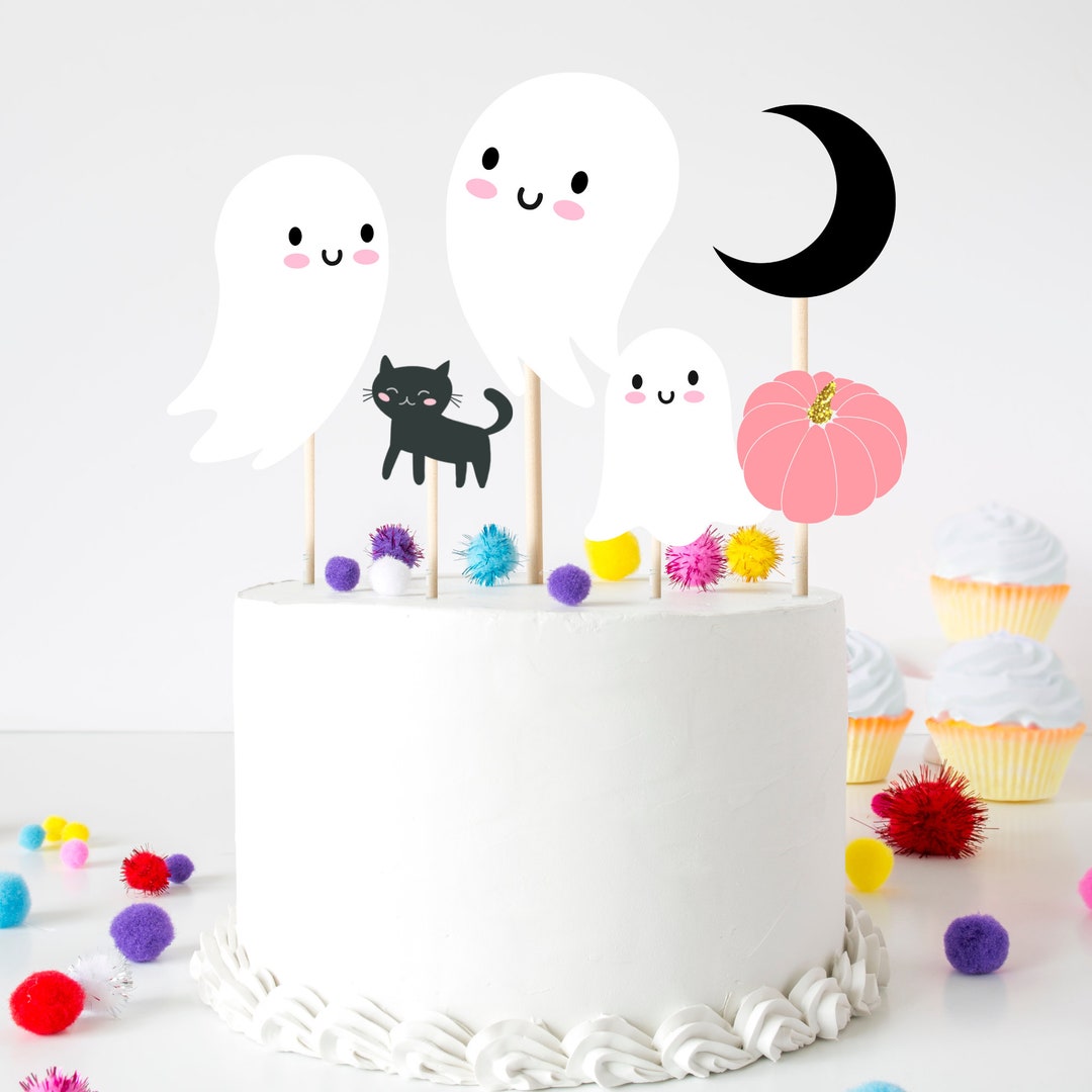 Spooky Ghost Cake Topper Halloween Birthday Boo-day Decoration ...
