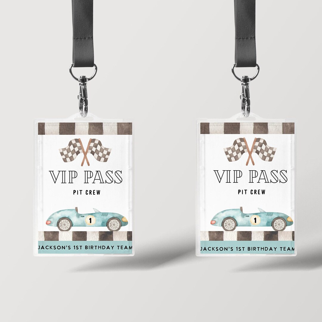Race Car VIP Pass, Pit Crew Tag, Favor Tags, Race Car Invite, Boy ...