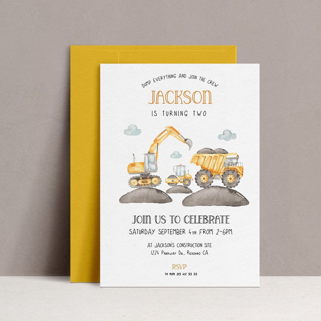 Construction Birthday Invitation, 2nd Birthday, Construction Invitation ...