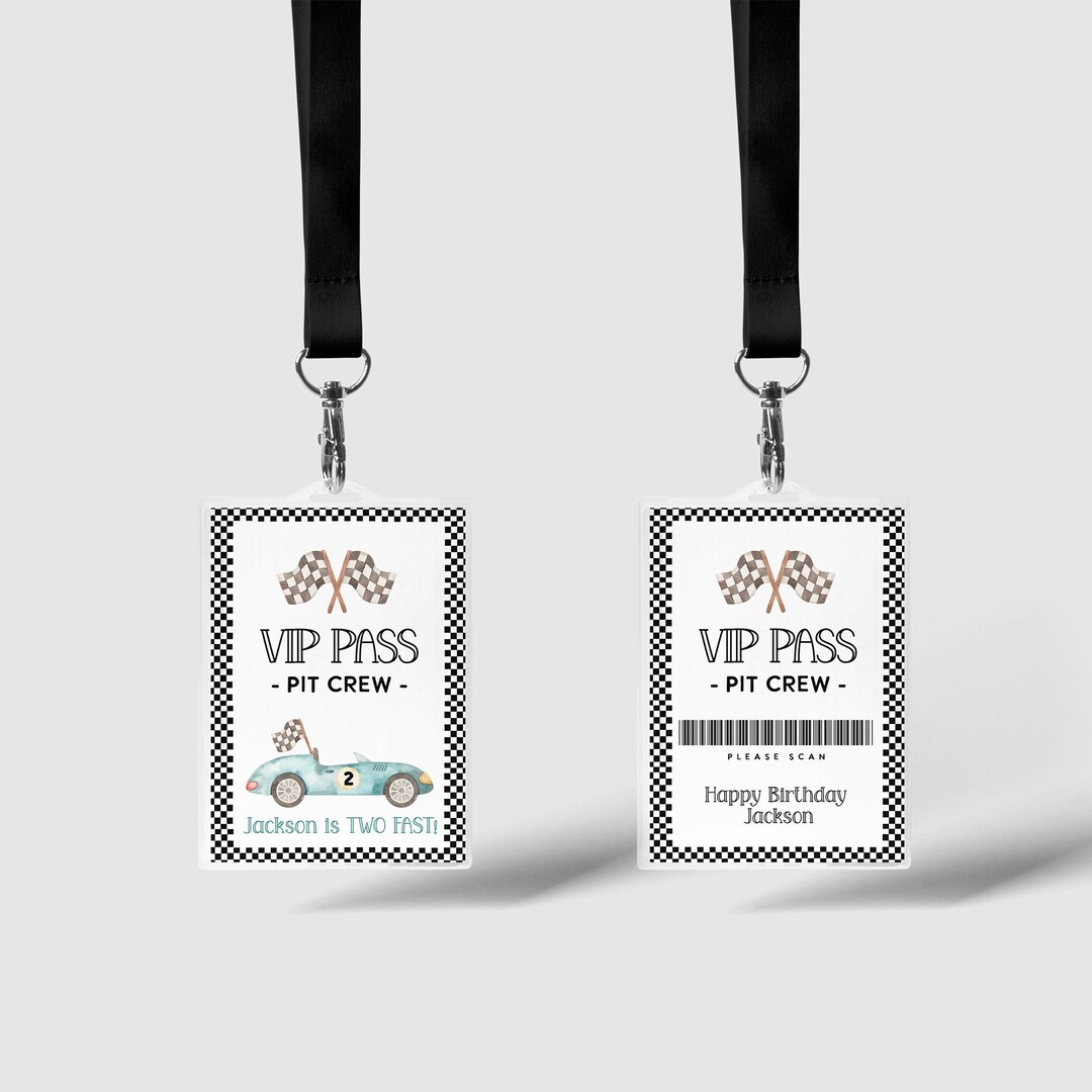 Race Car VIP Passes Pit Crew TWO Fast Birthday Party 2nd Birthday ...