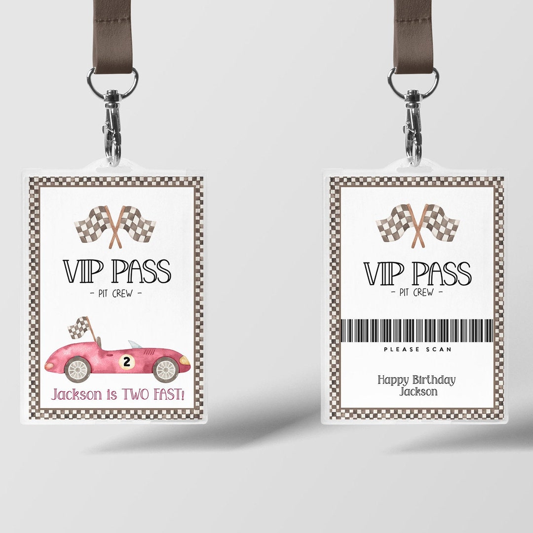 Race Car VIP Pit Crew Passes Two Fast Birthday Invitation Race Car ...