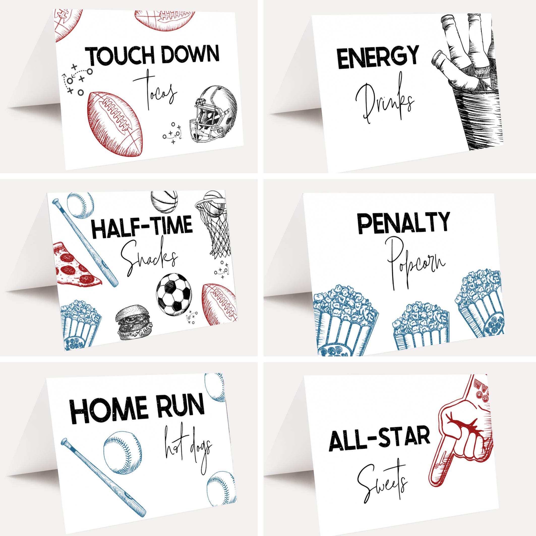 Editable Football Party Signs: Printable Table Decor (digital Download ...