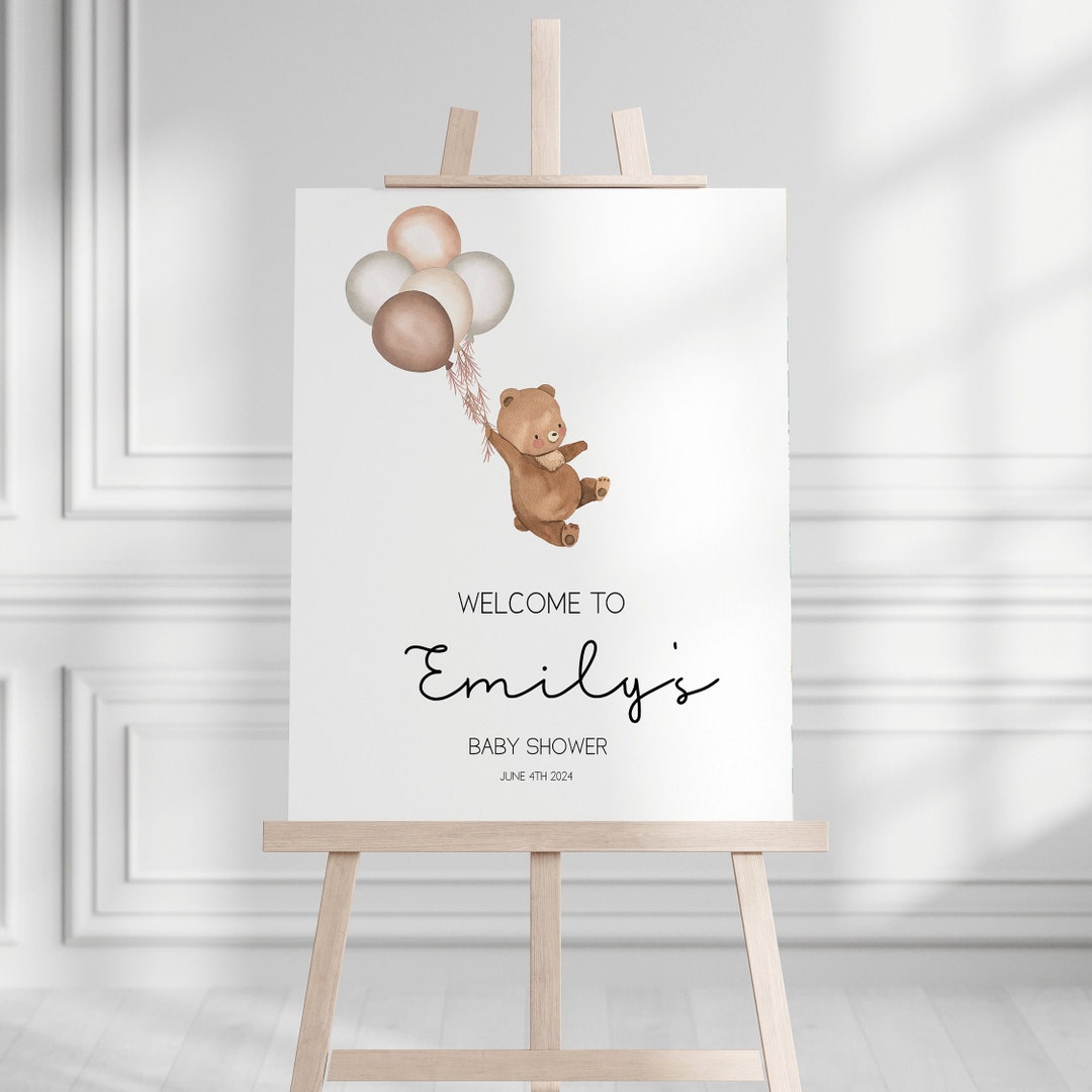 Bear Baby Shower Welcome Sign, Gender Neutral, Welcome Poster, Boho ...