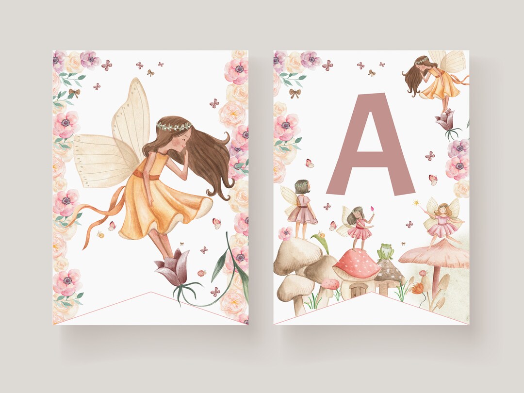 Editable Fairy Birthday Banner Princess Party Enchanted Fairy ...