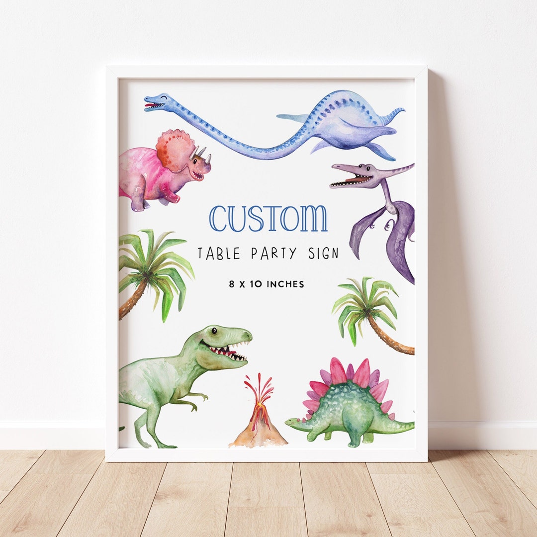 Dinosaur Birthday Party Sign: Custom Tabletop Decor (digital Download ...
