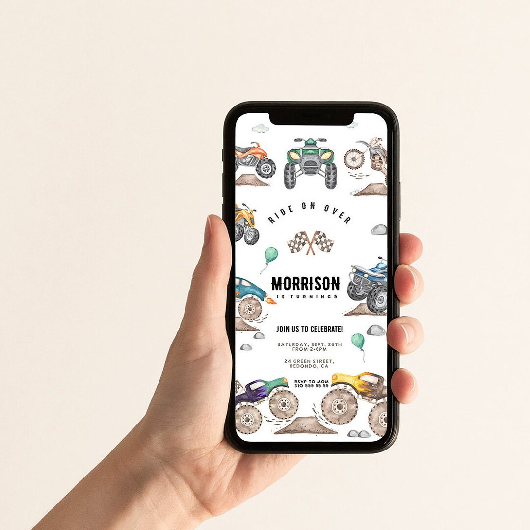 QUAD Birthday Invitation Monster Truck Birthday Invitation, ATV Invite ...