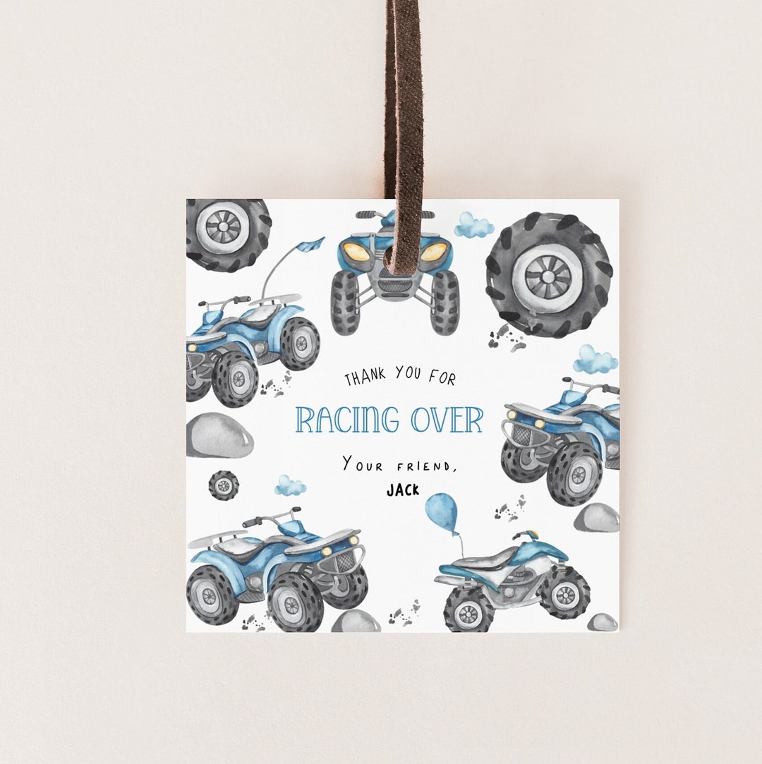 ATV Birthday Thank You Tags: Quad Bike Favor, Boy Birthday (digital ...