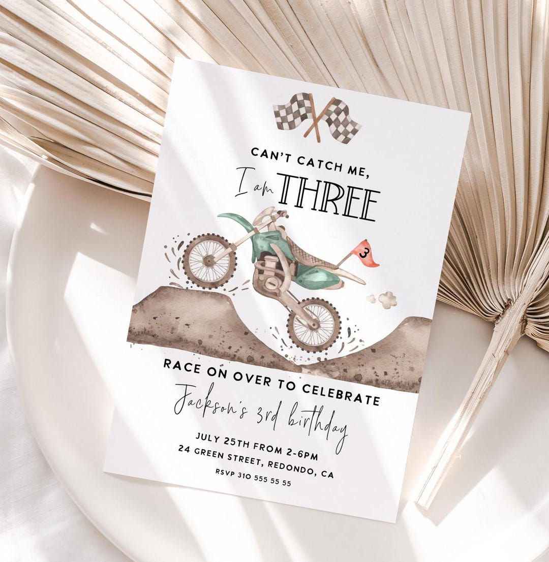 Editable Dirt Bike Birthday Invitation, 3rd Birthday, Bike Party, Motorcycle Party, Racing ...