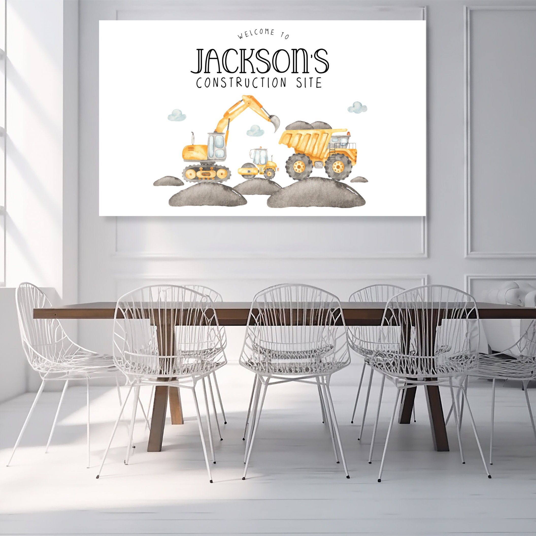 Construction Birthday Backdrop Constructino Banner Boy - Etsy