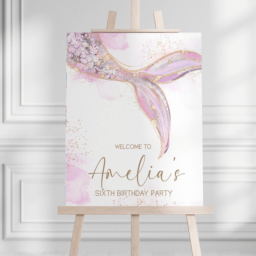 Editable Mermaid Birthday Welcome Sign, Mermaid Banner, Under the Sea ...
