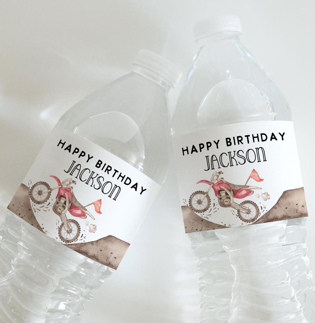 Editable Dirt Bike Water Bottle Labels, Any Age, Dirt Bike Birthday ...