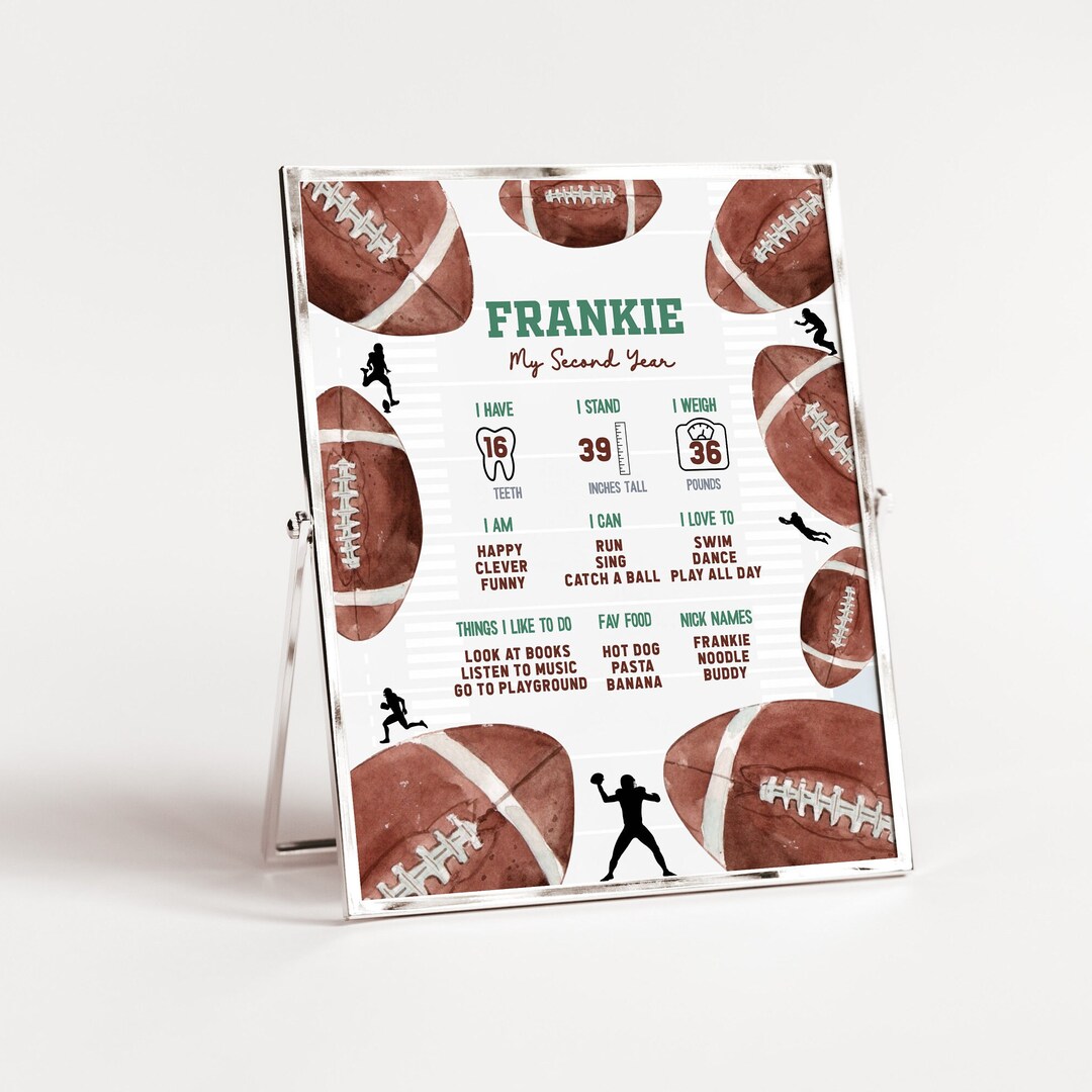 Football Birthday Milestone Sign, Game Time, Milestone Birthday ...