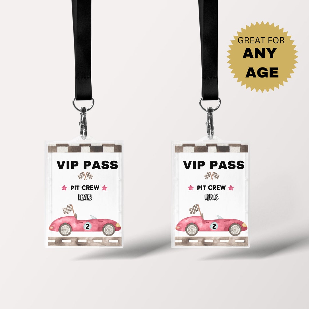 Race Car Birthday VIP Pass: Pit Crew Party, Editable Template (instant ...