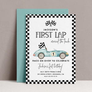 Blue Race Car 1st Birthday Invitation: Fast One Party (digital Download ...