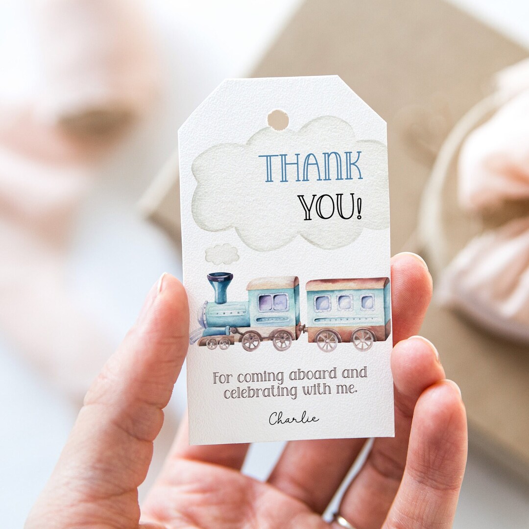 Train Birthday Thank You Tags: Editable Template (digital Download) - Etsy