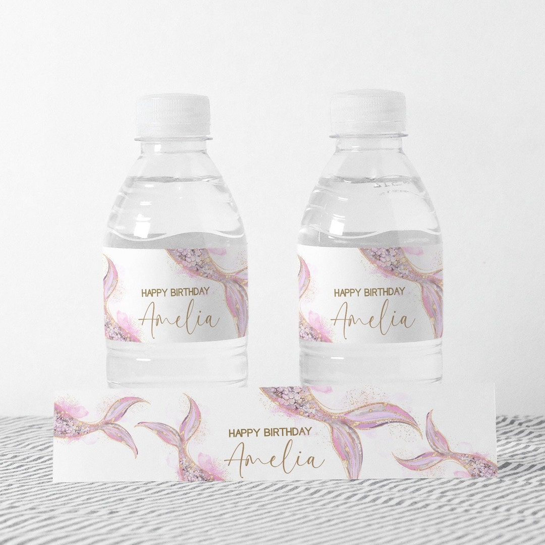 Mermaid Water Bottle Labels, Mermaid Water Labels, Pink Mermaid Party ...