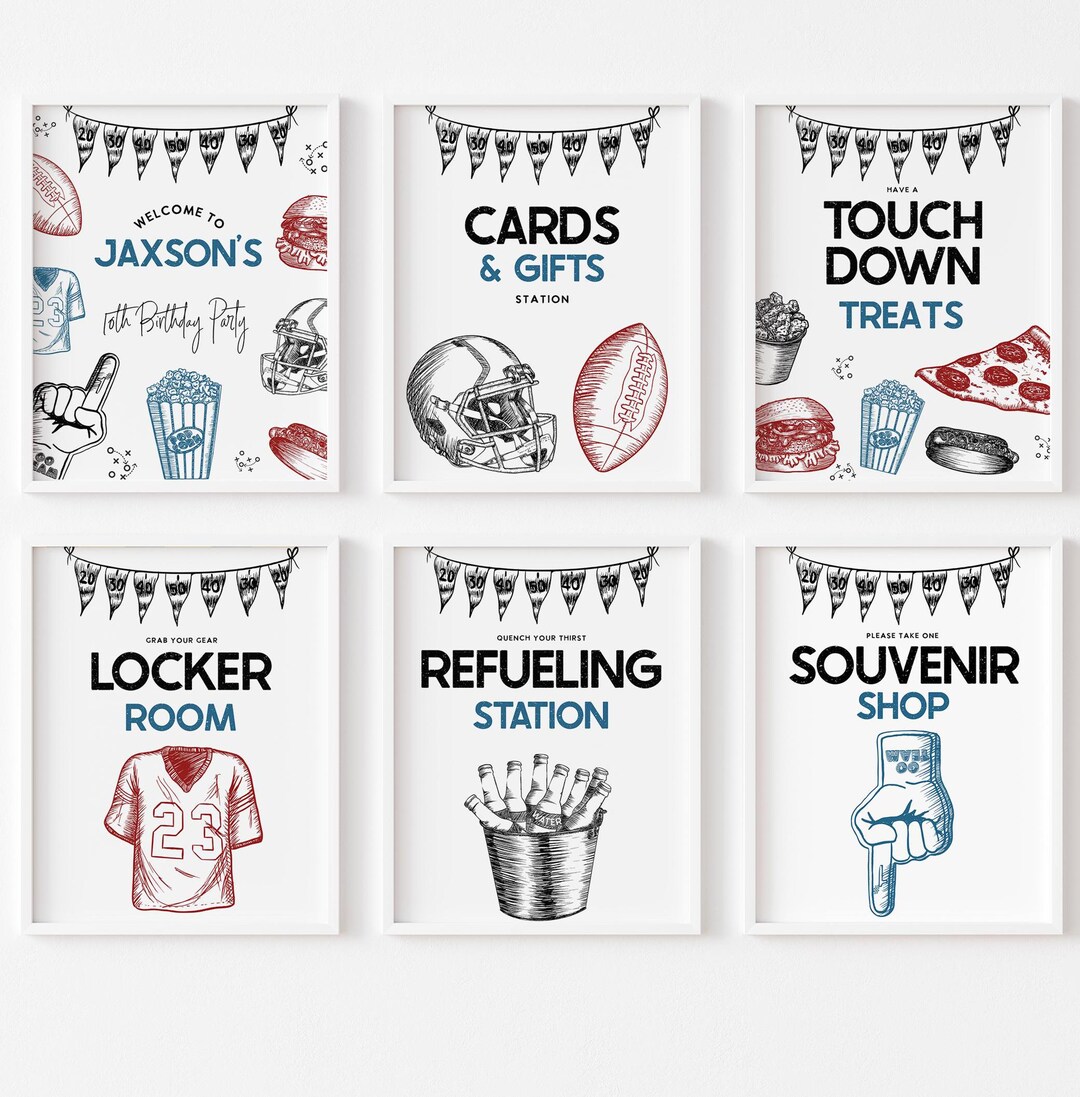 Editable Football Party Signs: Printable Table Decor (digital Download ...