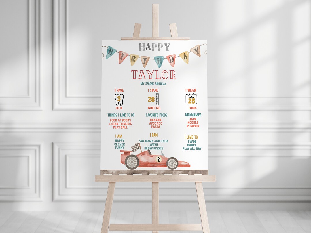 Race Car Milestone Poster, Milestone Board, Two Fast Birthday, Second ...