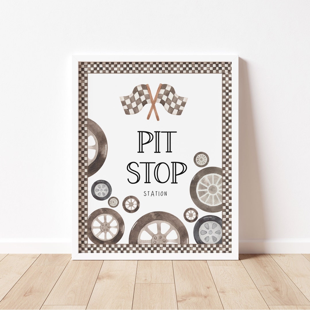 Race Car Pit Stop Sign: Birthday Party Decor (editable Template) - Etsy