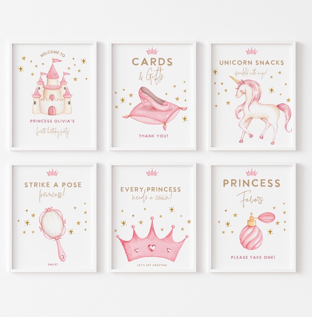 Editable Princess Birthday Party Signs: Pink Castle Decor (digital ...