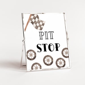 Race Car Party Sign, Pit Stop Table Sign, Fast One, Pit Stop Table Sign ...