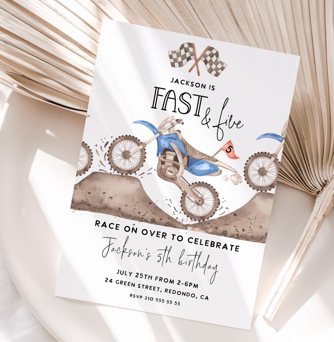 Fast and Five Dirt Bike 5th Birthday Invitation (digital Download) - Etsy