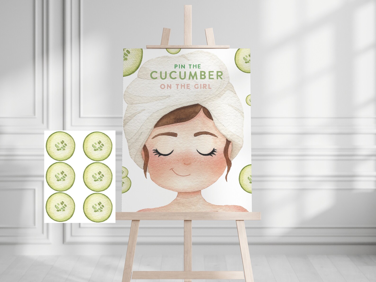 Spa Birthday Party Game: Pin the Cucumber on the Girl (digital Download ...