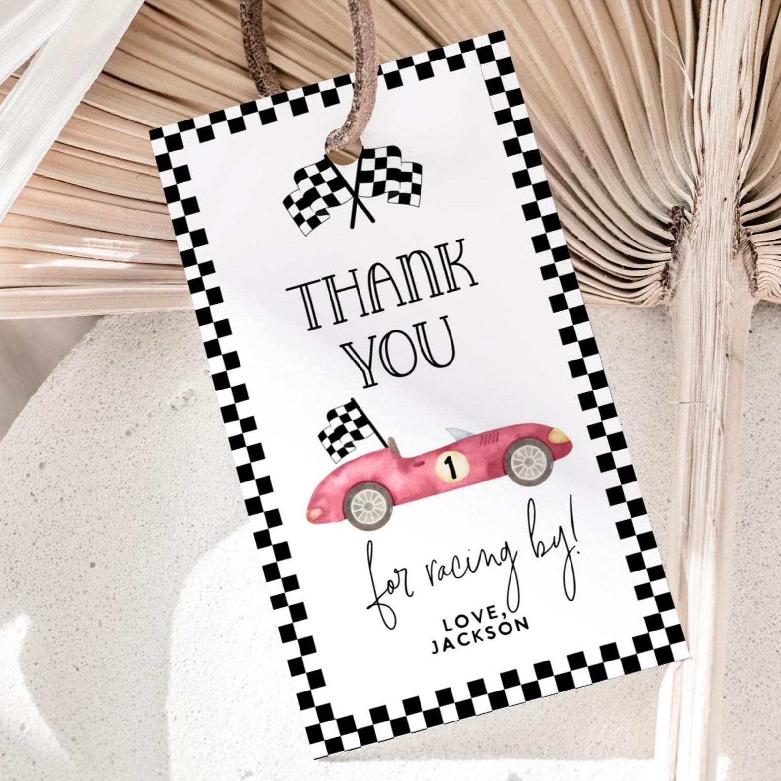 Race Car 1st Birthday Thank You Tag: Editable Favor Tag (digital ...