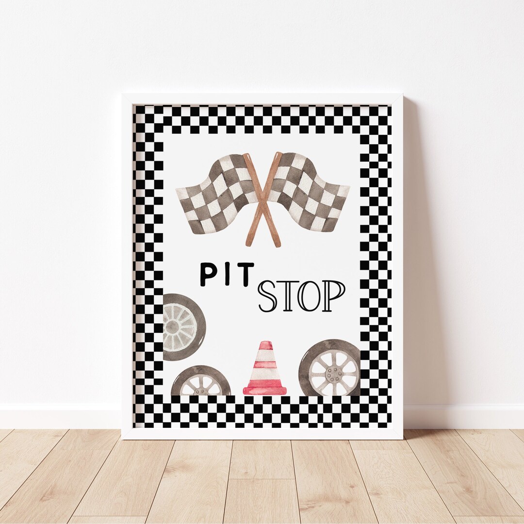 Race Car Birthday Party Sign Pit Stop Sign Race Car Favor Sign Racing ...