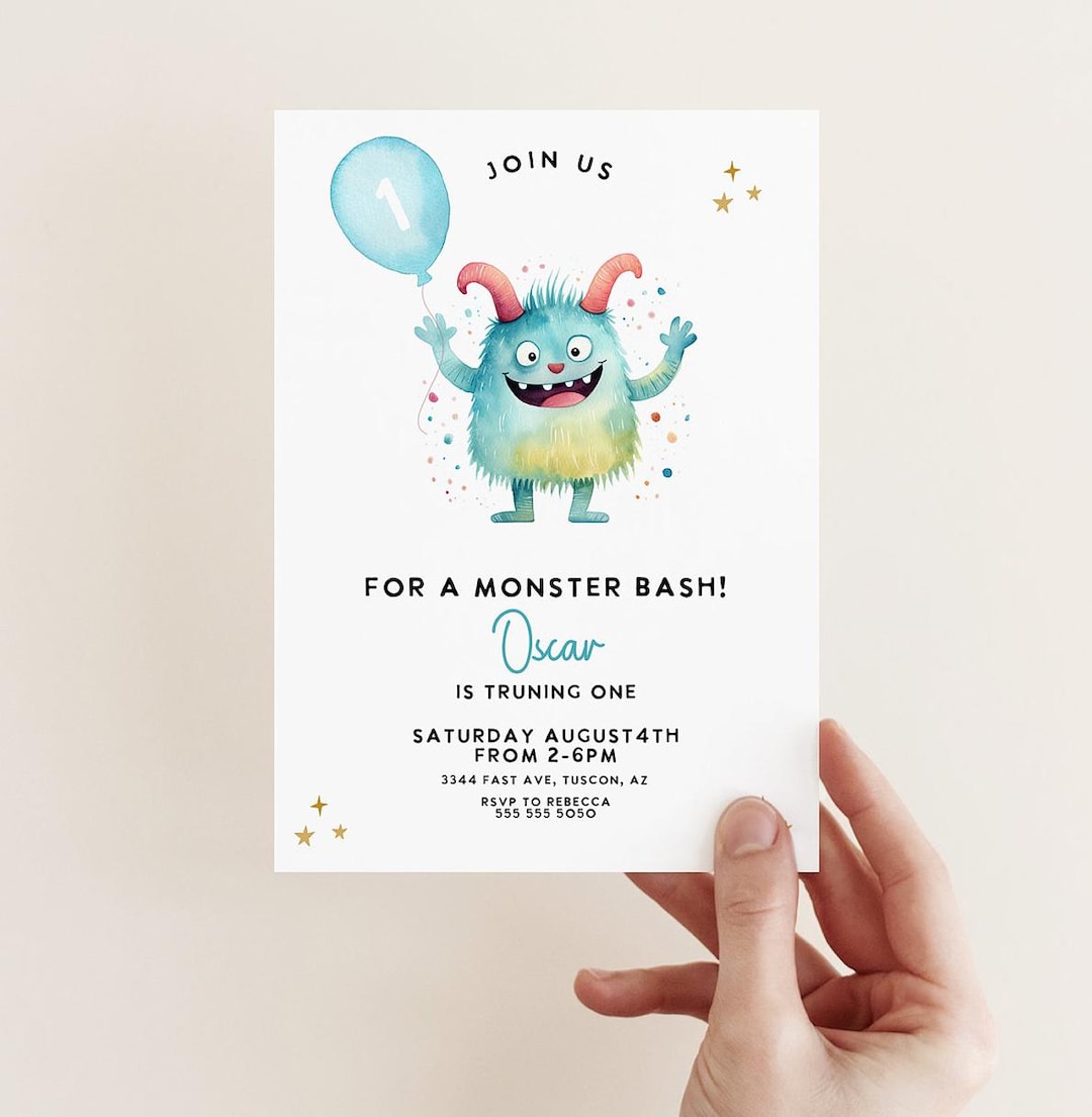 Editable Monster Birthday Invitation: Any Age, Monster Bash (digital ...