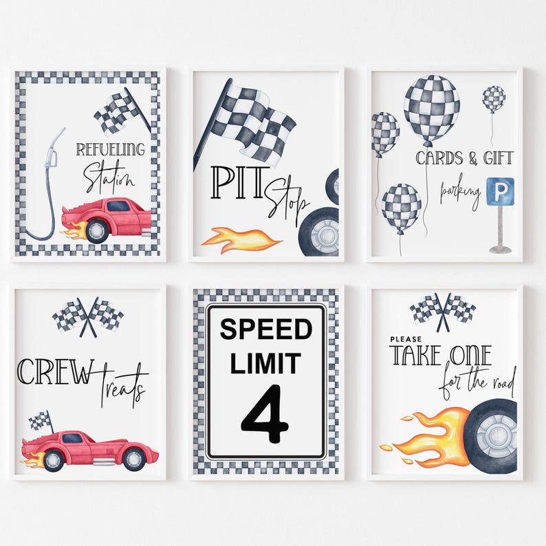 Editable Race Car Party Signs: Pit Stop, Fuel Station (digital Download ...