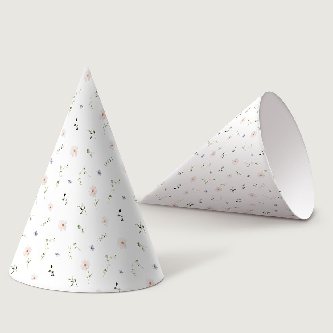 Wildflower Party Hats Template 1st Birthday Flower Party Hat DIY ...