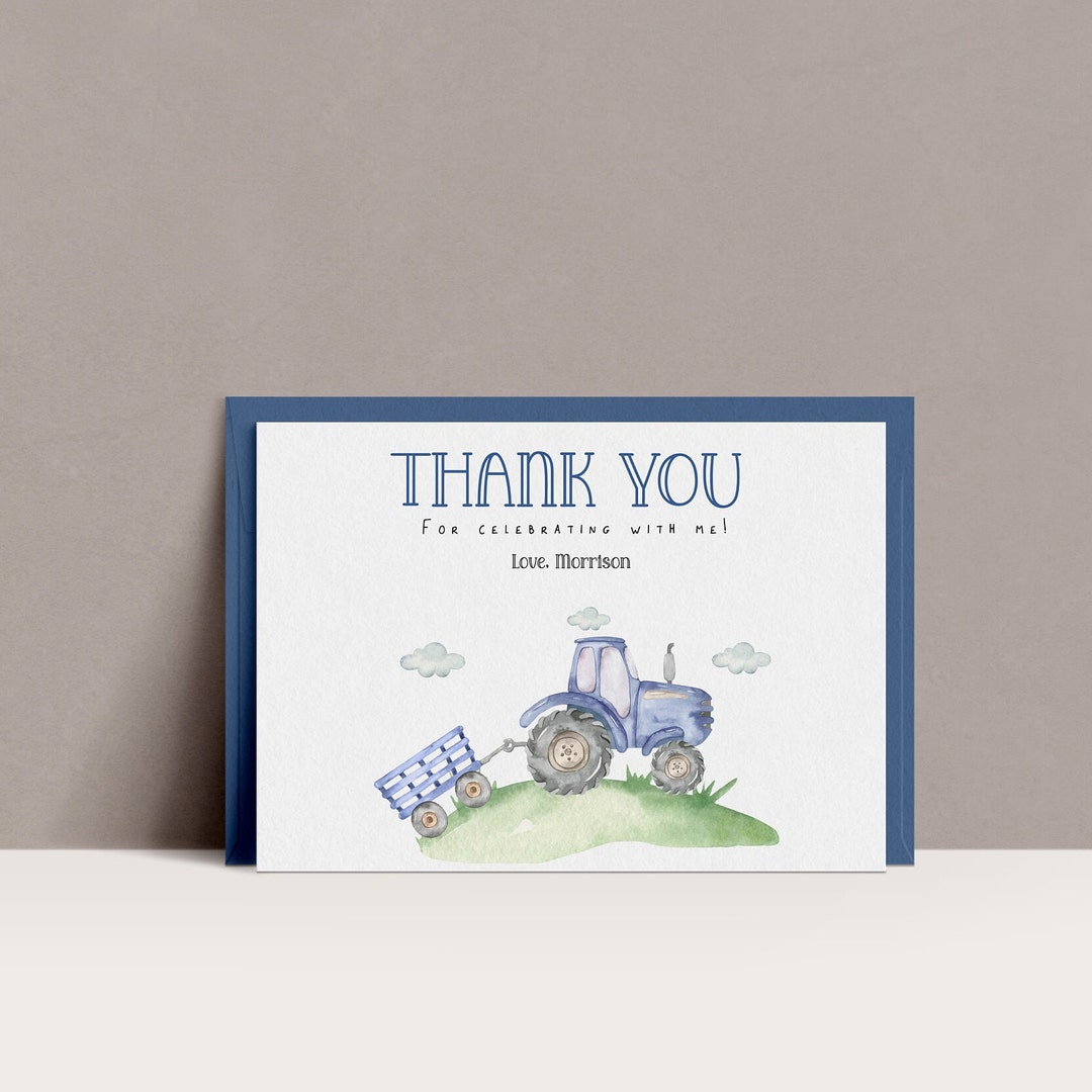 Tractor Birthday Thank You Card, Tractor Thank You Card, Tractor Card ...