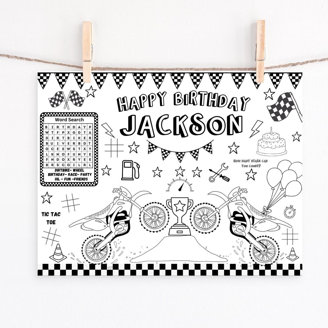 Dirt Bike Coloring Sheet, Any Age, Dirt Bike Activity Page, Dirt Bike Party, Coloring Page, Dirt ...