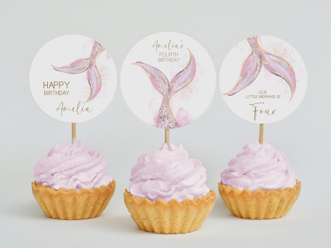 Mermaid Cupcake Toppers, Mermaid Label, Mermaid Birthday Party, Under ...
