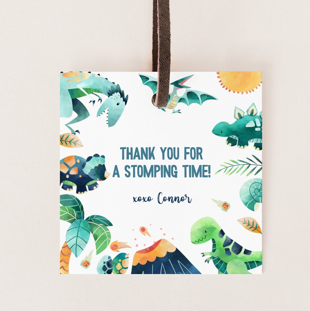 Editable Dinosaur Thank You Tags Dinosaur Party Favor Tags Labels Dino ...
