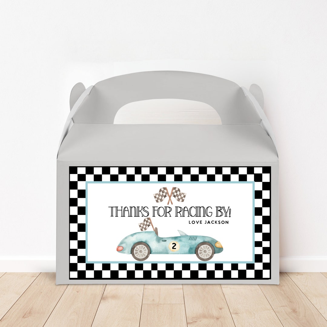 Race Car Gable Box TWO FAST Birthday Label Race Car Birthday Favor Box ...