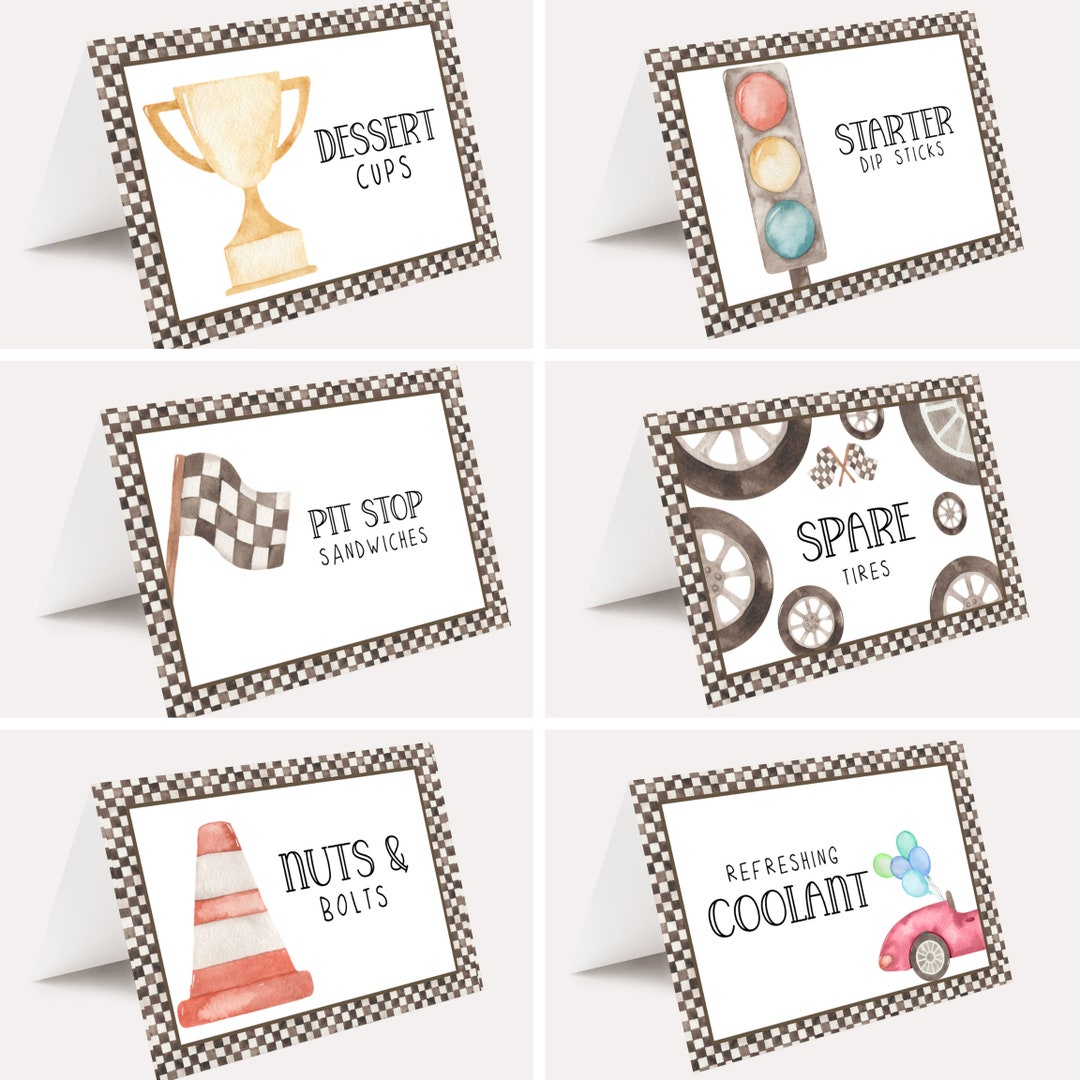 Race Car Birthday Food Tent Labels: Pit Stop Theme (digital Download ...