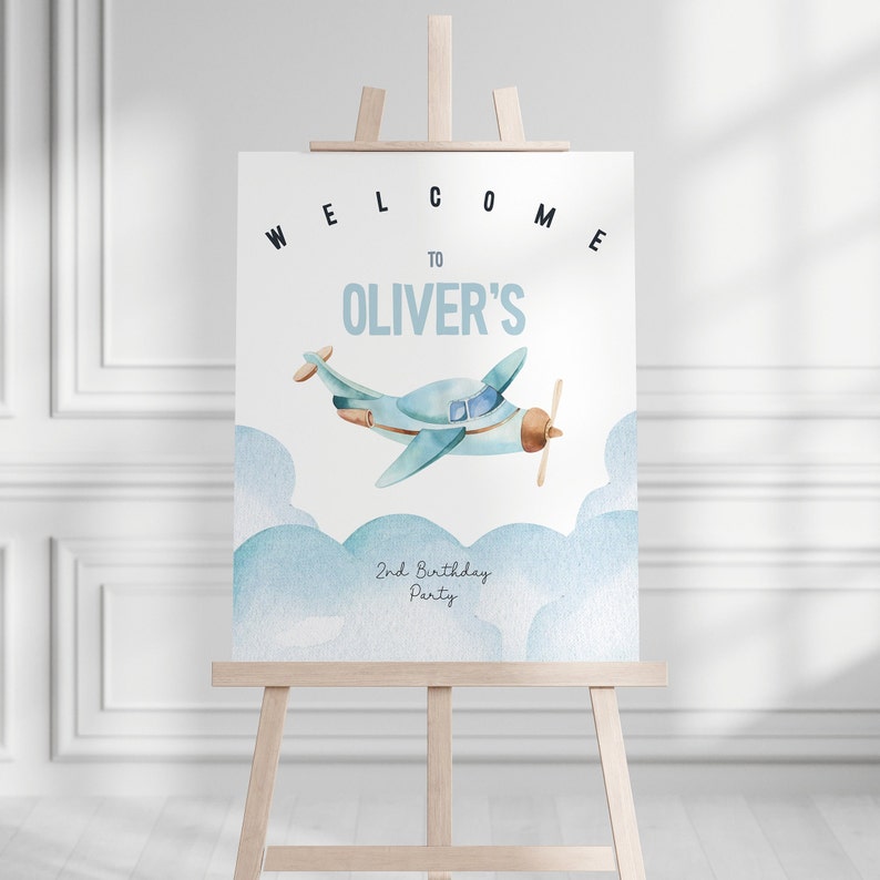 Editable Airplane Sign Birthday Party Decor Aircraft Birthday - Etsy