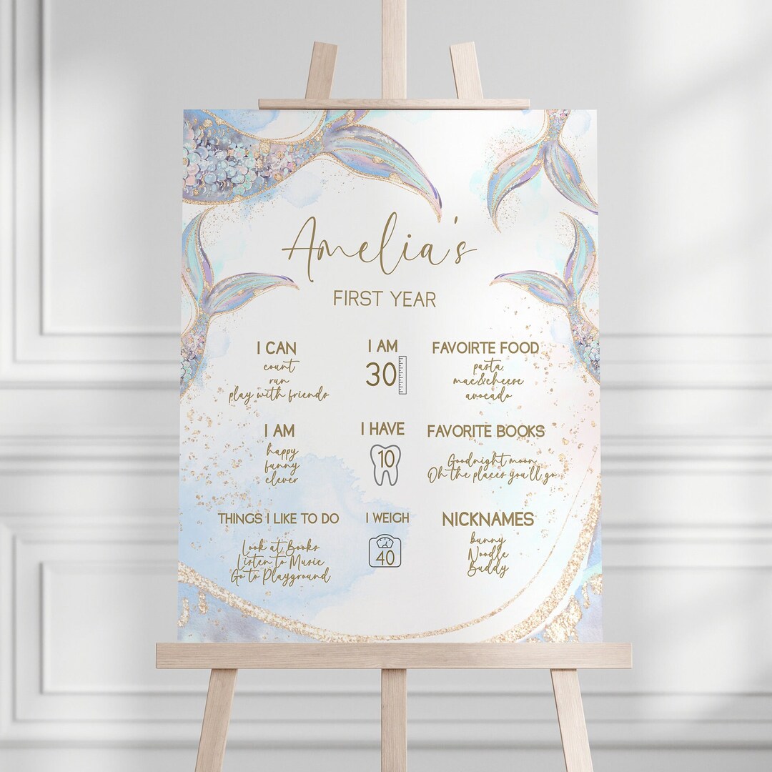 Editable Mermaid Milestone Board, Under the Sea Invite, Mermaid Party ...