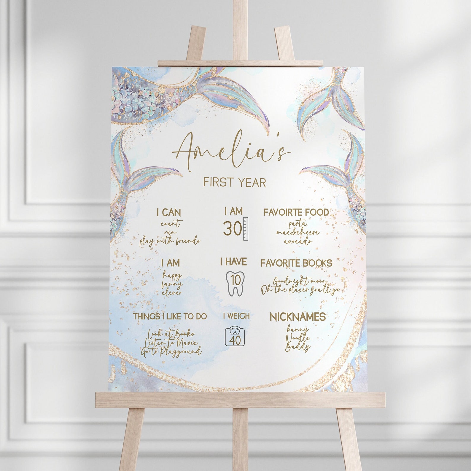 Editable Mermaid Milestone Board: Under the Sea Party (digital Download ...